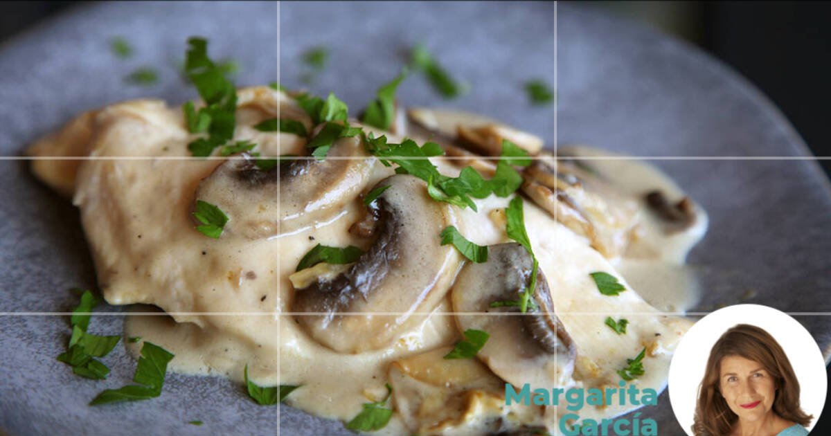 Filetes de pollo con crema de champiñón