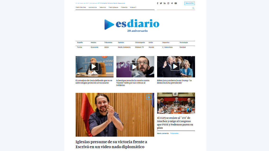 ESdiario estrena diseño más ágil y dinámico para celebrar su 20 aniversario